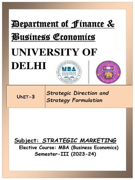 Unit 3 Strategic Direction And Strategy Formulation Pdf Strategic