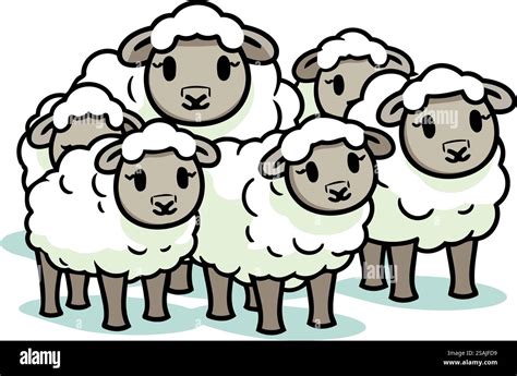 Flock Of Sheep Vector Illustration Of A Group Of Sheep Stock Vector