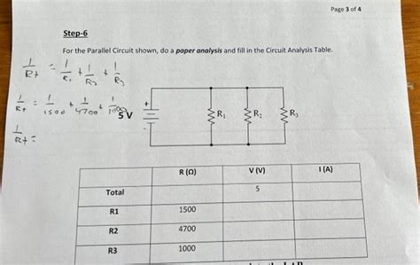 Solved Page Of Step For The Parallel Circuit Shown Do Chegg