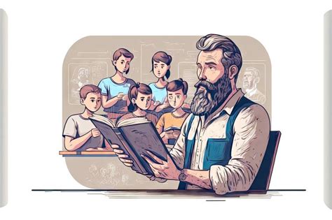 Serious Professor Teaching With Big Book Gives Lecture In Class Stock