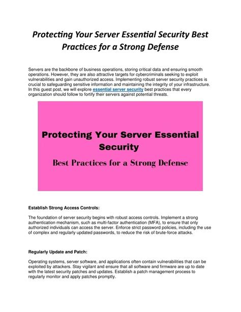 Ppt Protecting Your Server Essential Security Best Practices For A