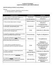 Lecture Example Audit Procedures And Audit Evidence Docx Lecture Example Audit
