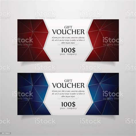 다채로운 선물 바우처 템플릿 현대 그라데이션 다각형 디자인 벡터 그림입니다 0명에 대한 스톡 벡터 아트 및 기타 이미지 0명 가격 개념과 주제 Istock