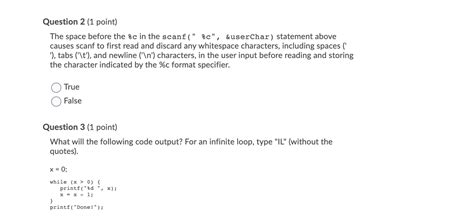 solved question 2 1 point the space before the c in the