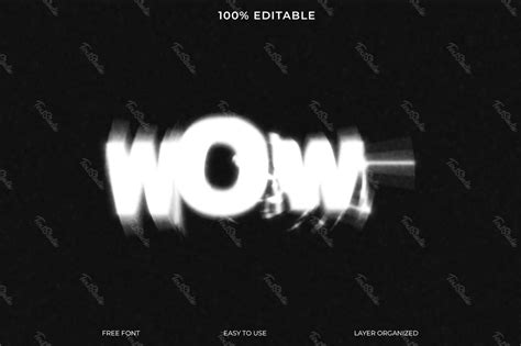 Wow Glow VHS Blurry Font Style Text Effect Photoshop PREMIUM PSD File