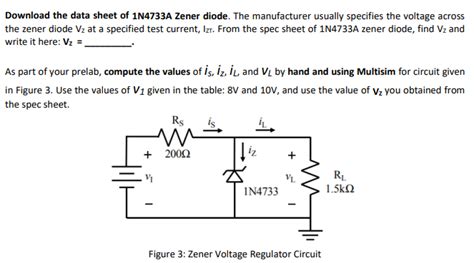 Solved Download The Data Sheet Of 1n4733a Zener Diode The
