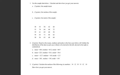 solved 1 use the sample data below calculate and show how