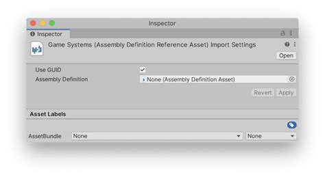 Unity Manual Assembly Definitions
