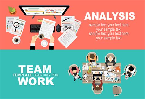 비즈니스 분석 및 계획 컨설팅 팀 워크 프로젝트 관리 재무 보고서 및 전략을 위한 평면 디자인 일러스트 레이션 개념 개념 웹