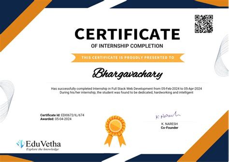 Bhargava Chary On Linkedin Completed Internship In Eduvetha