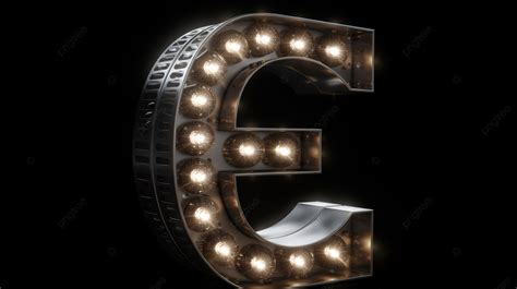 3d 렌더링에서 전구로 조명되는 대문자 E 빛나는 글꼴 서체 타이포그래피 글꼴 배경 일러스트 및 사진 무료 다운로드