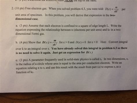 solved free electron gas when you solved problem 6 3 you