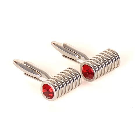 Ruby Cylindrical Cufflinks Silver David Wej