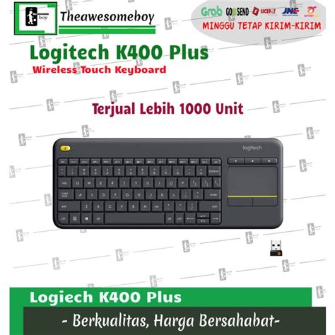 Jual Terlaris Keyboard Logitech Wireless Touch Keyboard K400 Plus Touchpad Tablet Android Pc