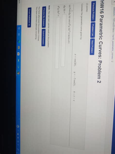 solved webwork 122 su20 falco hw16 parametric curves 2