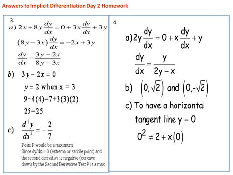 Ppt Answers To Implicit Differentiation Day 2 Homework Powerpoint