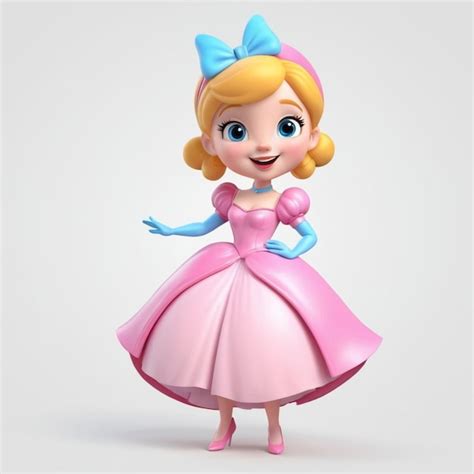 Premium Vector Cinderella Characters Happy Girl And Pink Dress 3d Vector