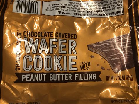 trader joe s chocolate covered wafer cookie with peanut butter filling