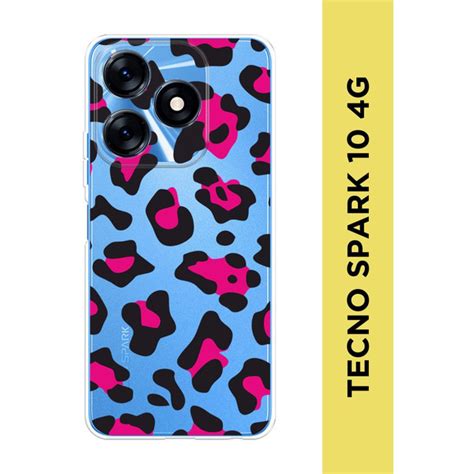 Силиконовый чехол на Tecno Spark 10 10c Текно Спарк 10 10С Pink Cow Spots прозрачный