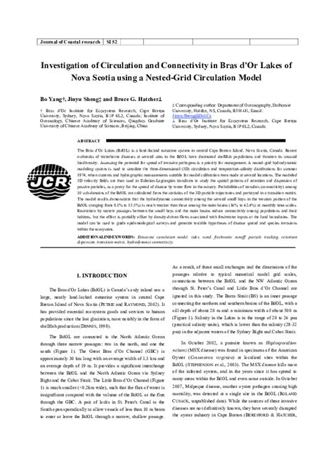 pdf modeling circulation and hydrodynamic connectivity in bras d or