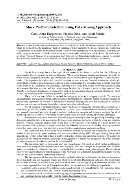 pdf stock portfolio selection using data mining approach pdf