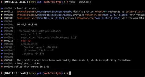 [feature] yarn install immutable log · issue 657 · yarnpkg berry · github