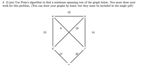 Solved Pts Use Prims Algorithm To Find A Minimum Chegg Com
