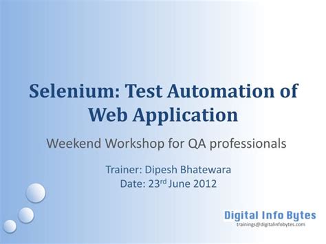 Basic Selenium Training Ppt