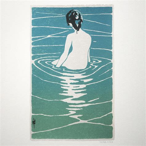 Nude Woman Sitting In Water Ichijô Narumi Silkscreen Japanese