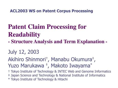 Ppt Patent Claim Processing For Readability Structure Analysis And