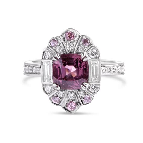 Burgundy Spinel Pink Sapphire And Diamond Ring Gold Jewelry Fashion