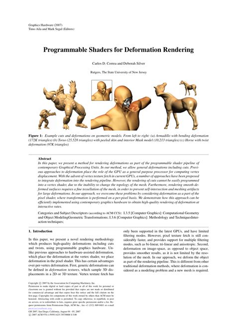 Pdf Programmable Shaders For Deformation Rendering