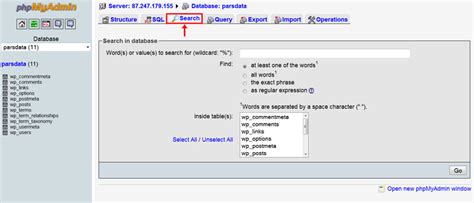 مدیریت دیتابیس Mysql از طریق Phpmyadmin