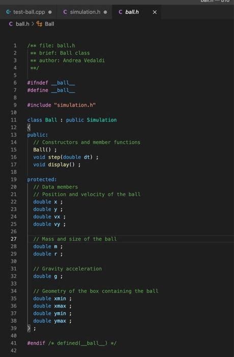 solved c test ball cpp c simulation h c simulation h