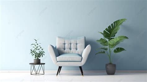 베이지색 벽 배경 3d 렌더에 파란색 안락의자 테이블과 식물을 갖춘 현대적인 라운지 방 디자인 현대 가구 방 벽 배경 일러스트 및 사진 무료 다운로드 Pngtree