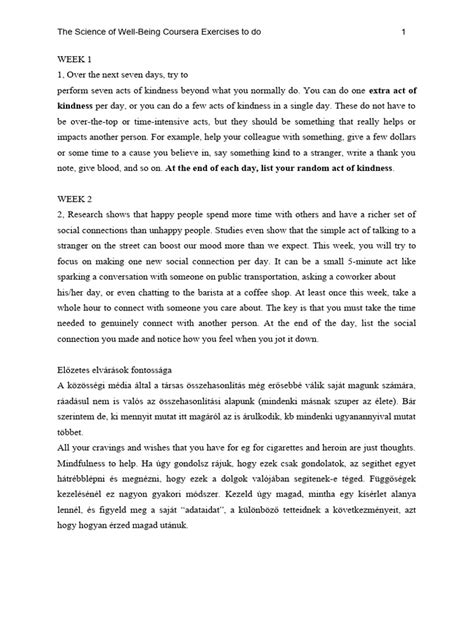 The Science Of Well Being Coursera Exercises To Do Pdf