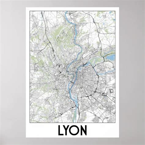 Lyon France Map Poster Zazzle
