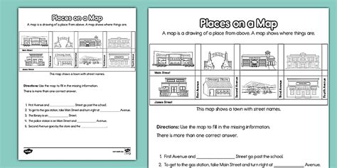Second Grade Map Skills Places On A Map Worksheet Twinkl