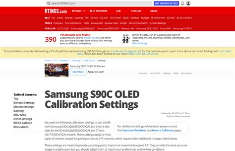 Samsung S90C OLED Calibration Settings RTINGS