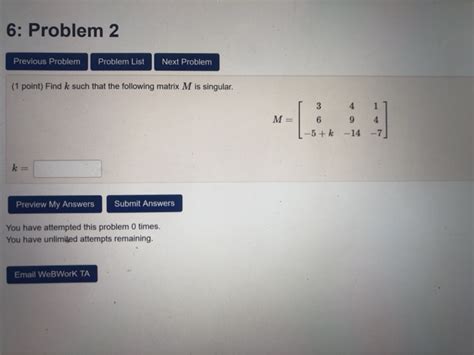 Solved 6 Problem 2 Previous Problem Problem List Next