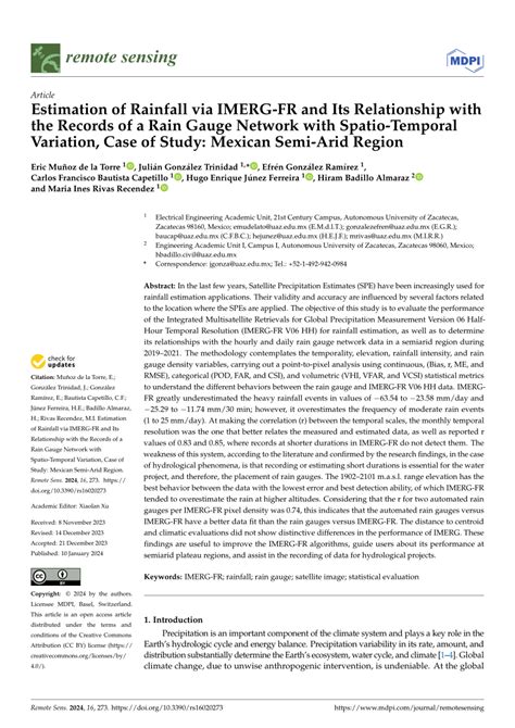 Pdf Estimation Of Rainfall Via Imerg Fr And Its Relationship With The