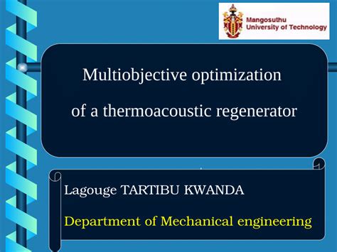 Pdf Multi Objective Optimization Of A Thermoacoustic Regenerator