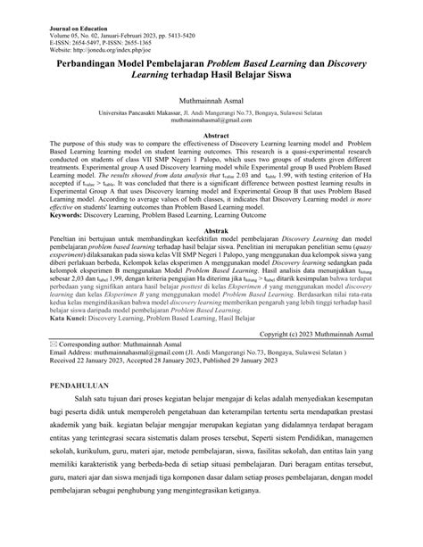 pdf perbandingan model pembelajaran problem based learning dan