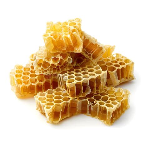 Fresh Honeycomb Stack Isolated On White Background Stock Photo Image