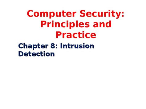 Intrusion Detection Chapter 8 Computer Security Principles And Practice