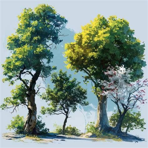 Premium Photo Flat Trees Vector Collection D Simple Design In The Style Of Playful Use Of