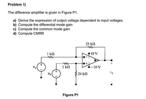 solved problem 1 the difference amplifier is given in figure p1 a