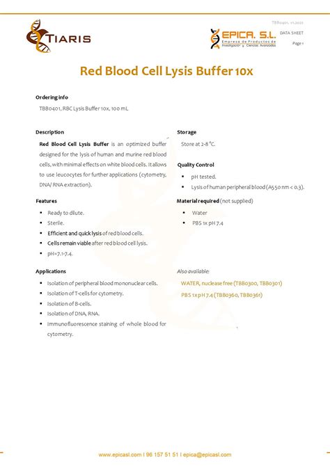 Red Blood Cell Lysis Buffer Epica Sl