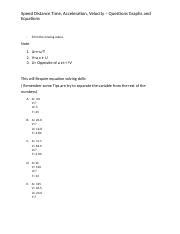 Physics Speed Distance Acclerattion Velocity Questions Docx Speed Distance Time Acceleration