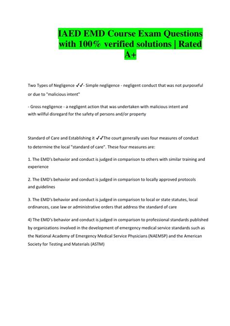 Iaed Emd Course Exam Questions With 100 Verified Solutions Rated A Iaed Stuvia Us